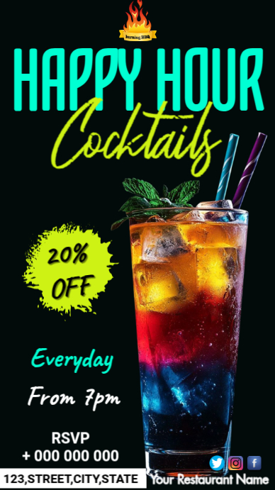 Happy hour flyers Template | PosterMyWall