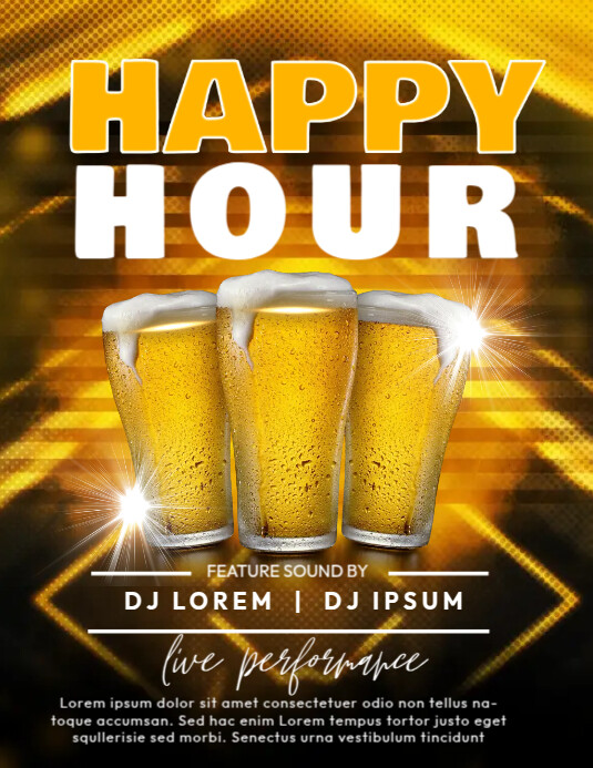 Happy Hour Gold Template | PosterMyWall