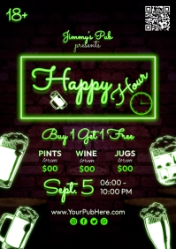 Happy Hour Template Green | PosterMyWall