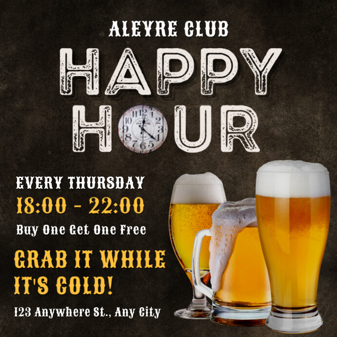 Plantilla de Happy Hour Instagram Post | PosterMyWall