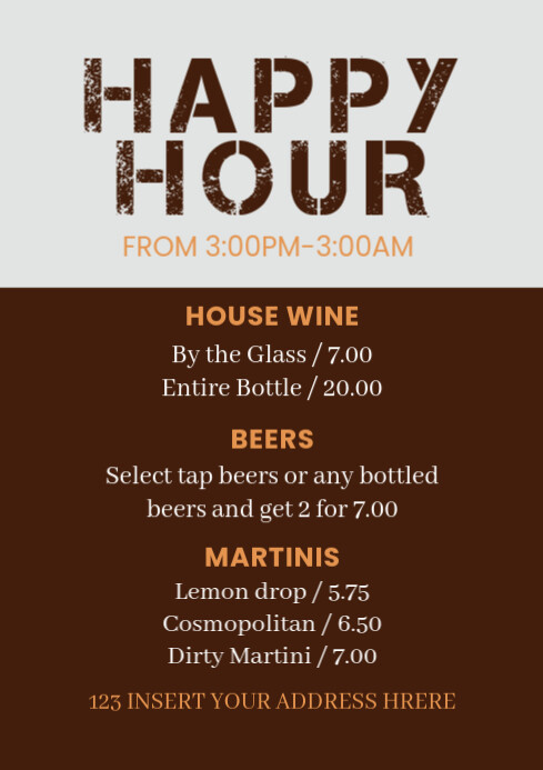 Copy of Happy hour menu template | PosterMyWall