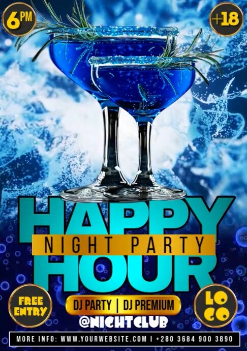 Happy Hour Night Party Template | PosterMyWall
