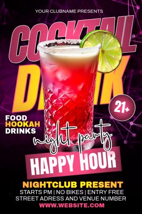 Happy Hour Night Party Template | PosterMyWall