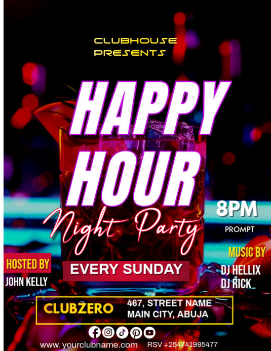 Copy of happy hour night party | PosterMyWall