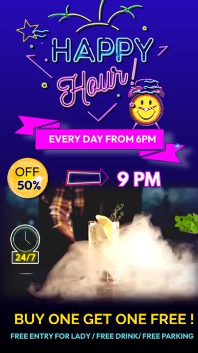 happy hour party ad video Template | PosterMyWall
