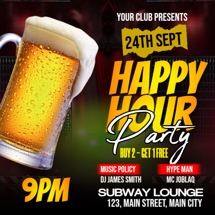 happy hour party Template | PosterMyWall