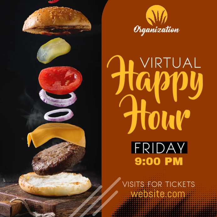 Brown Virtual Happy Hour Bar Instagram Post Template | PosterMyWall