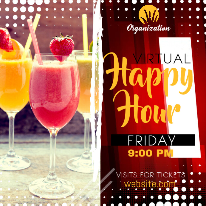 Red and Yellow Virtual Happy Hour Bar Instagram Post Template ...