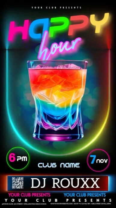 Happy Hour Party Event Digital Menu Design Template | PosterMyWall