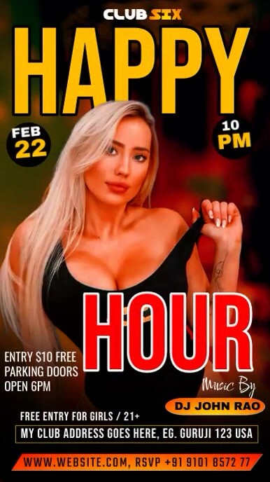 happy hour party flyer graphics Templat | PosterMyWall