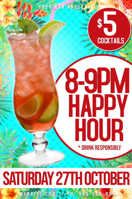 Happy Hour Poster Template | PosterMyWall