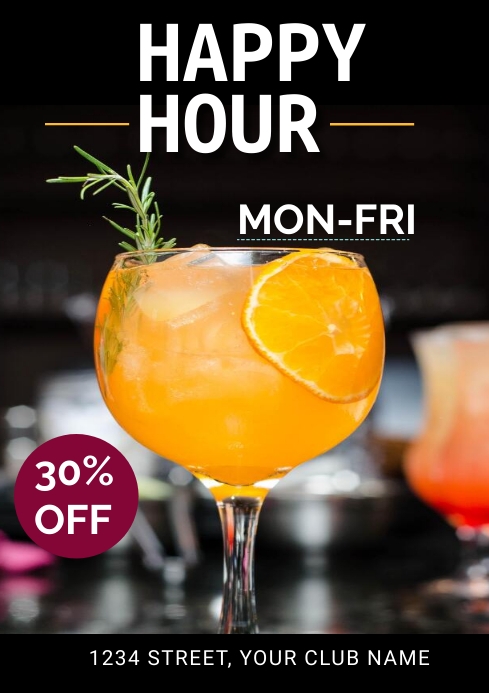happy hour poster Template | PosterMyWall