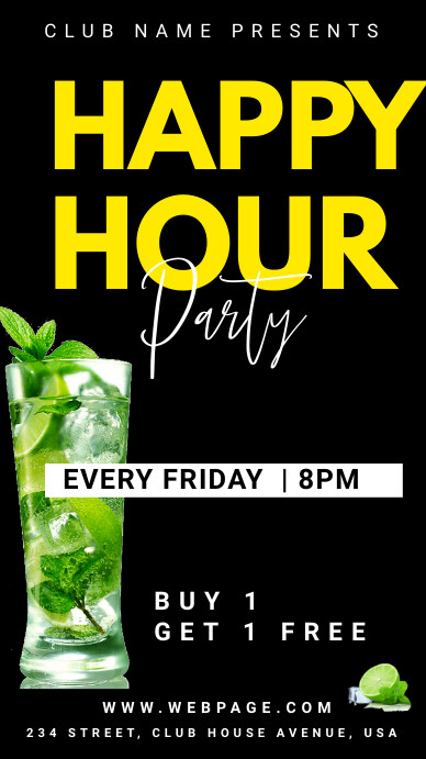 happy hour poster Template | PosterMyWall