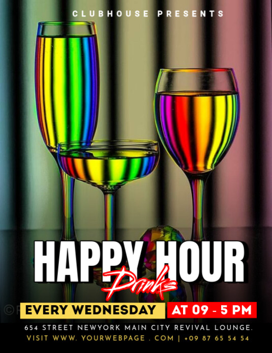 happy hour posters Template | PosterMyWall