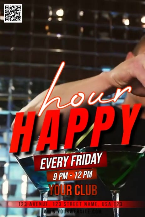 Happy Hour Red Design Template | PosterMyWall