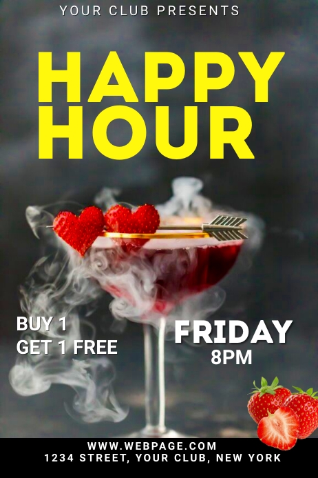 Happy Hour Template, Cocktails, bar | PosterMyWall