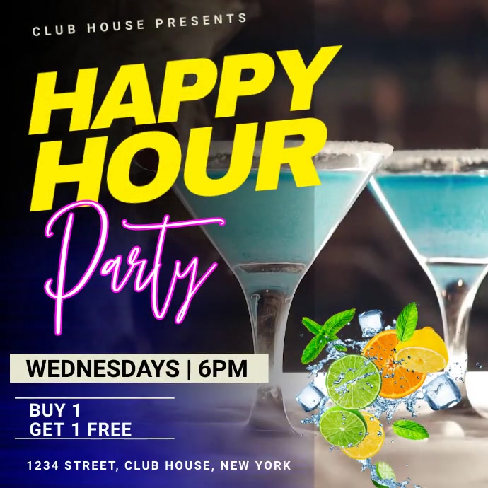 Happy Hour Template, Cocktails | PosterMyWall