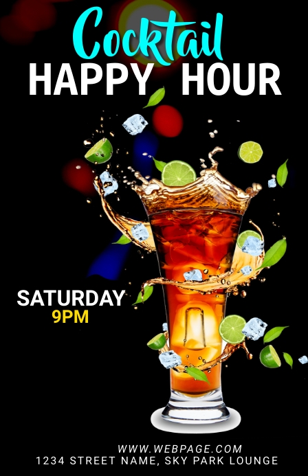 Happy Hour Template, Cocktails | PosterMyWall