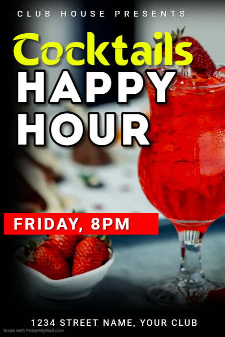 Happy Hour Template, Cocktails | PosterMyWall