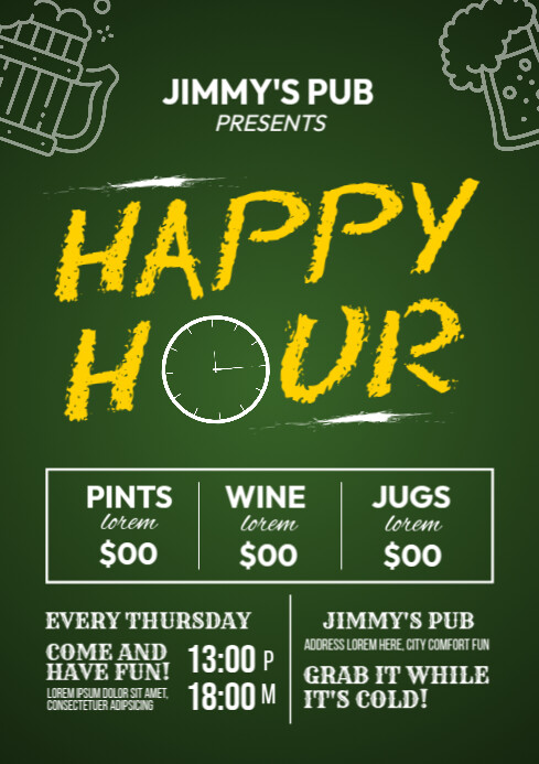 Happy Hour Template Green | PosterMyWall