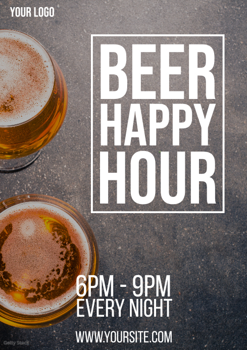 Happy Hour typography clean flyer Template | PosterMyWall
