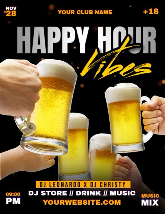 Happy Hour Vibes Template | PosterMyWall