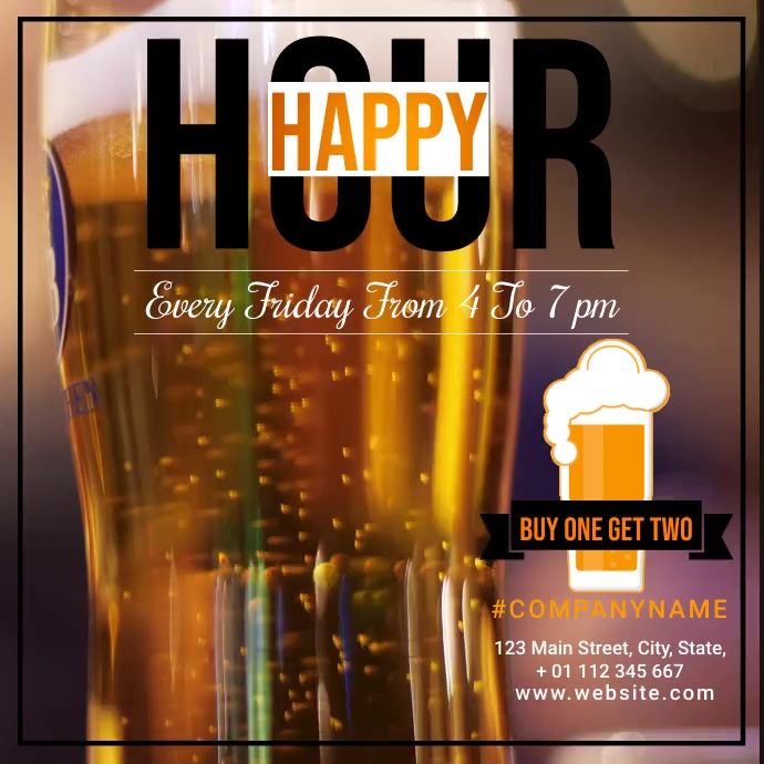 Happy Hour video ad template | PosterMyWall