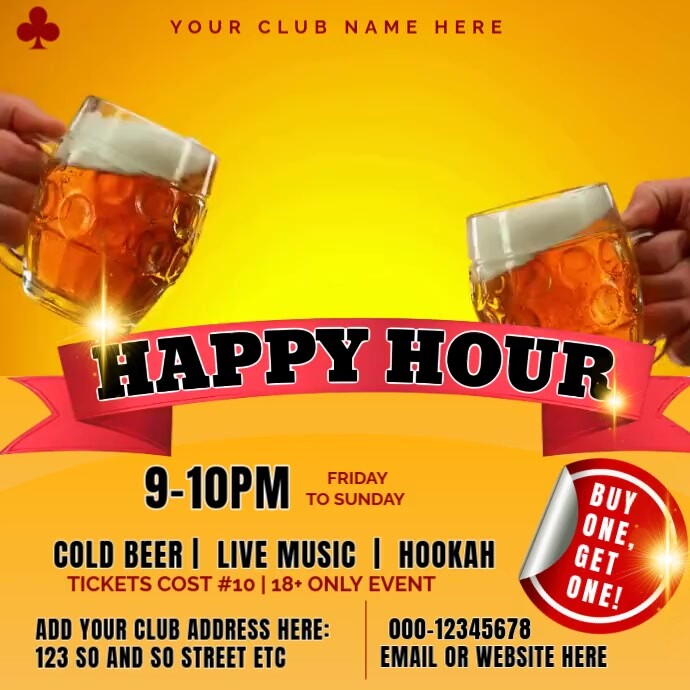 Copy of Happy hour video advert for bar club | PosterMyWall