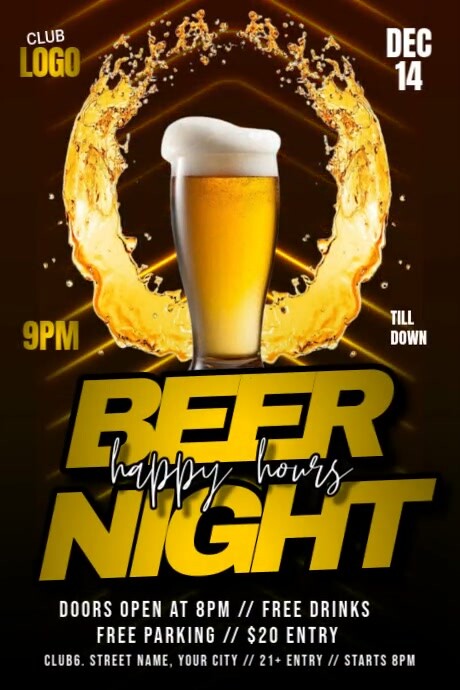 Happy Hours Beer Night Template | PosterMyWall