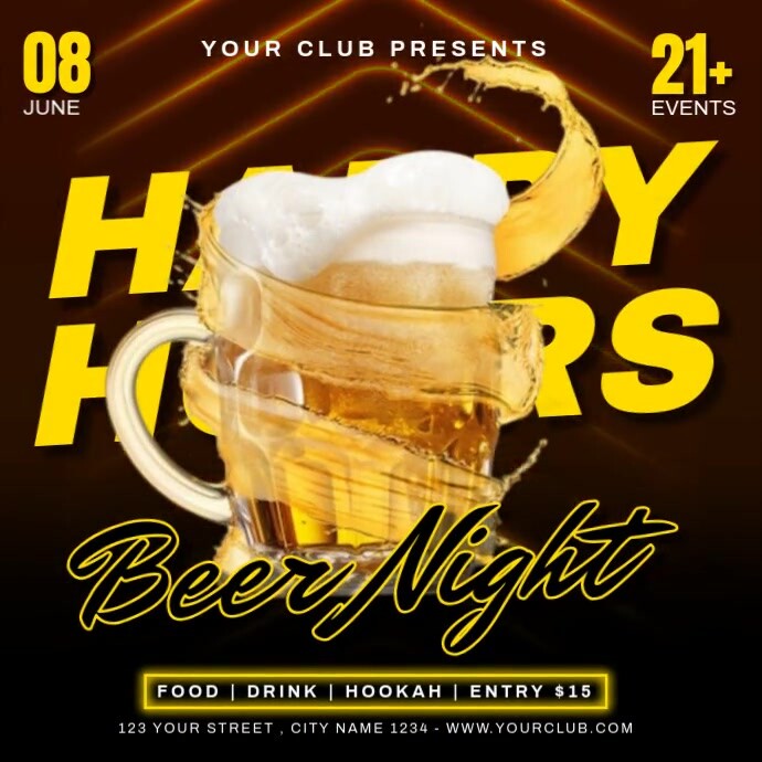 Plantilla de Happy Hours Beer Night | PosterMyWall