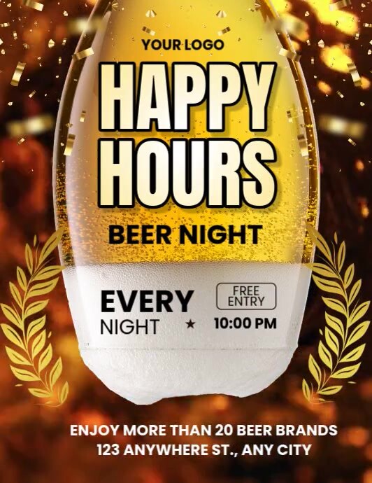 Happy Hours Beer Night Template | PosterMyWall