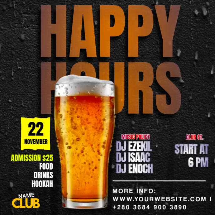 Plantilla de Happy Hours | PosterMyWall
