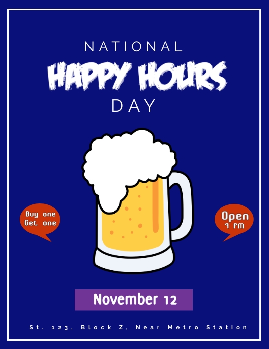 Happy Hours Flyer Template. | PosterMyWall