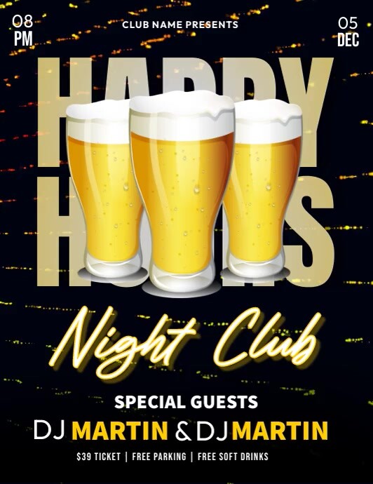 Plantilla de Happy Hours Night Club | PosterMyWall