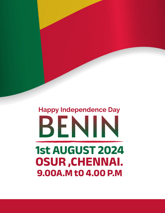 happy independence day benin Template | PosterMyWall