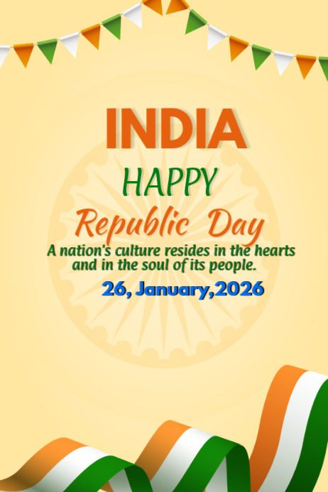 Happy India Republic Day template 2026 | PosterMyWall