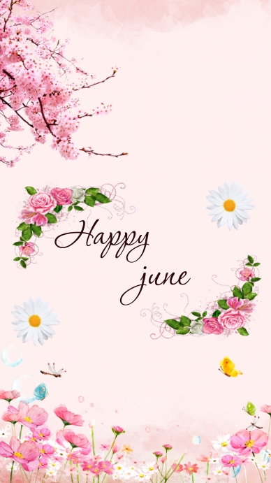 Plantilla de happy june pink flower template | PosterMyWall