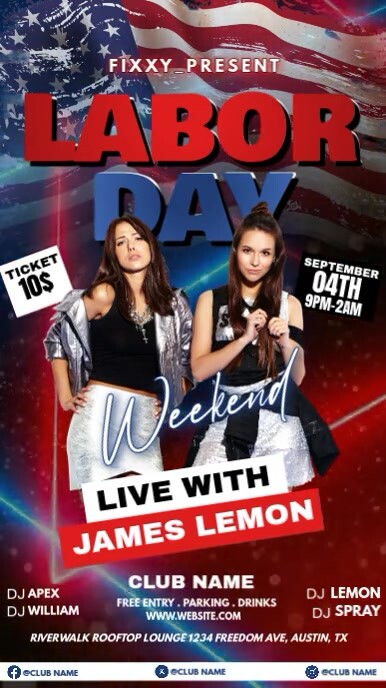 Happy Labor Day Music Ads Digital Display (9:16) Template | PosterMyWall