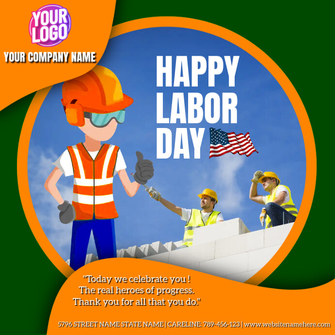 Modèle Happy Labor Day Online Greeting Card | PosterMyWall