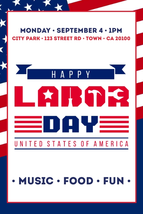 Happy Labor Day USA Event Poster Template | PosterMyWall