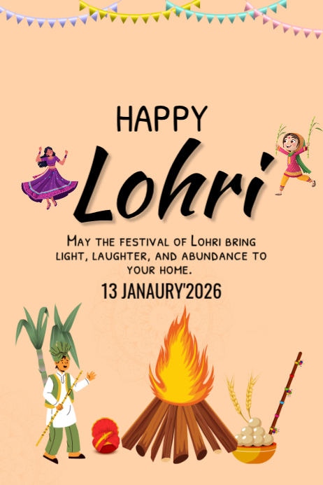 Happy Lohri Festival Poster 2026 Template | PosterMyWall