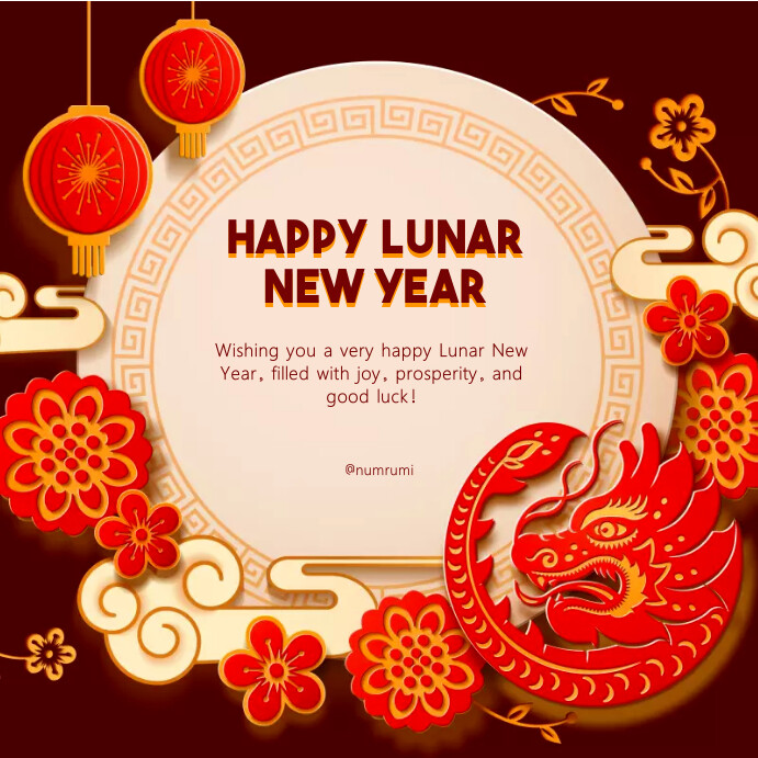 Happy Lunar New Year instagram post Template | PosterMyWall