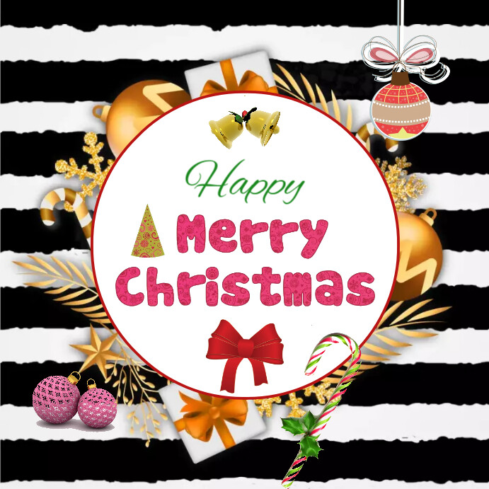 Happy Marry Christmas free customisable templ Template | PosterMyWall