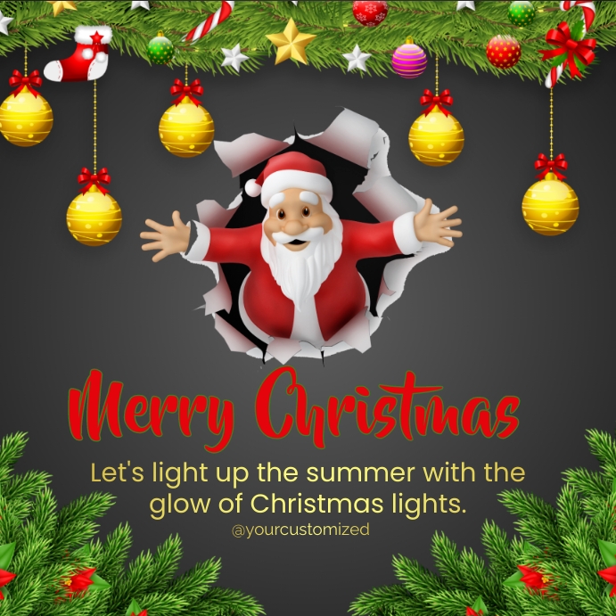 happy merry christmas,summer christmas Template | PosterMyWall