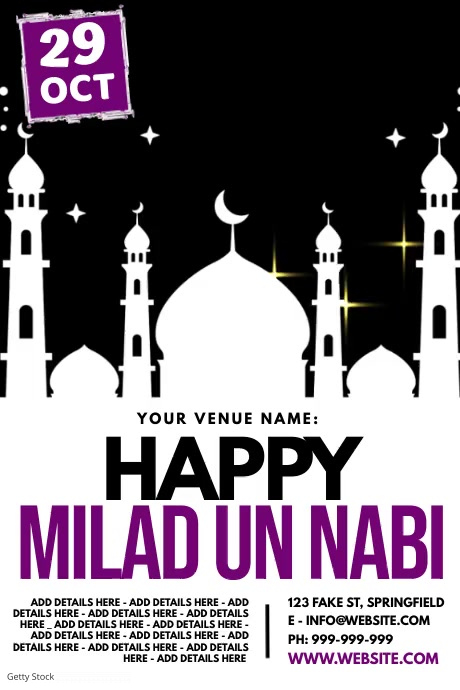 Happy Milad Un Nabi Poster Template | PosterMyWall