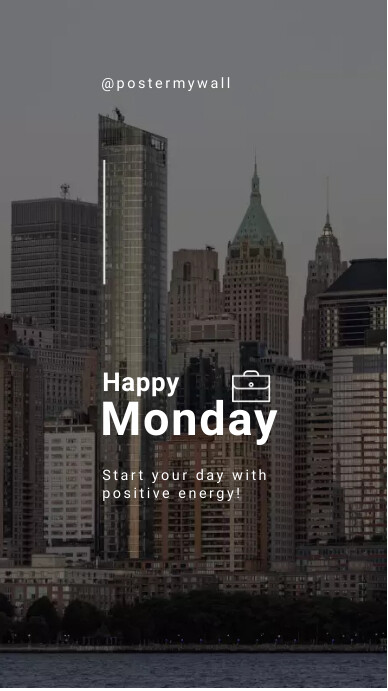 Happy Monday Gray White Minimalist City Template | PosterMyWall