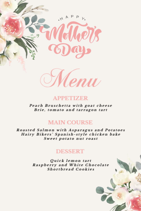 Happy Mother's Day Menu Template | PosterMyWall