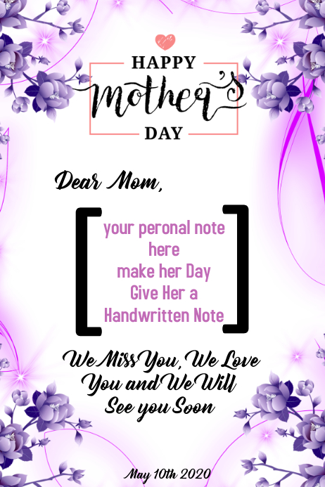 Happy Mother's Day Note Template | PosterMyWall