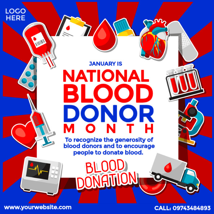 Happy National Blood Donor Month Template | PosterMyWall