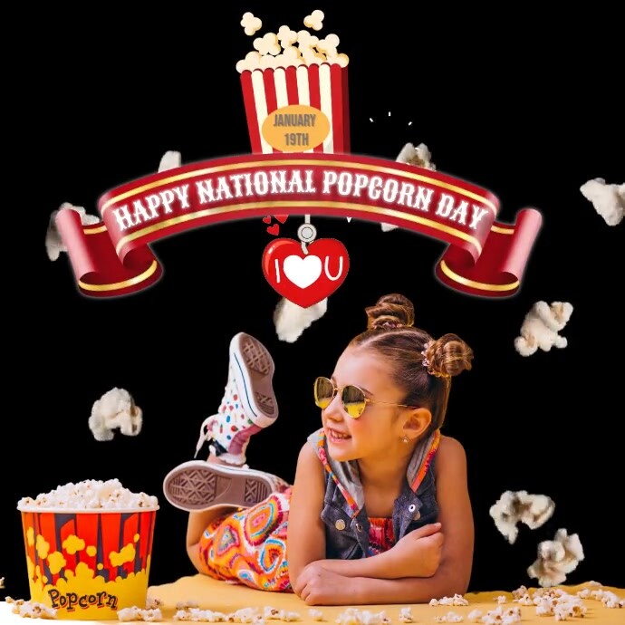 happy national popcorn day instagram Template | PosterMyWall